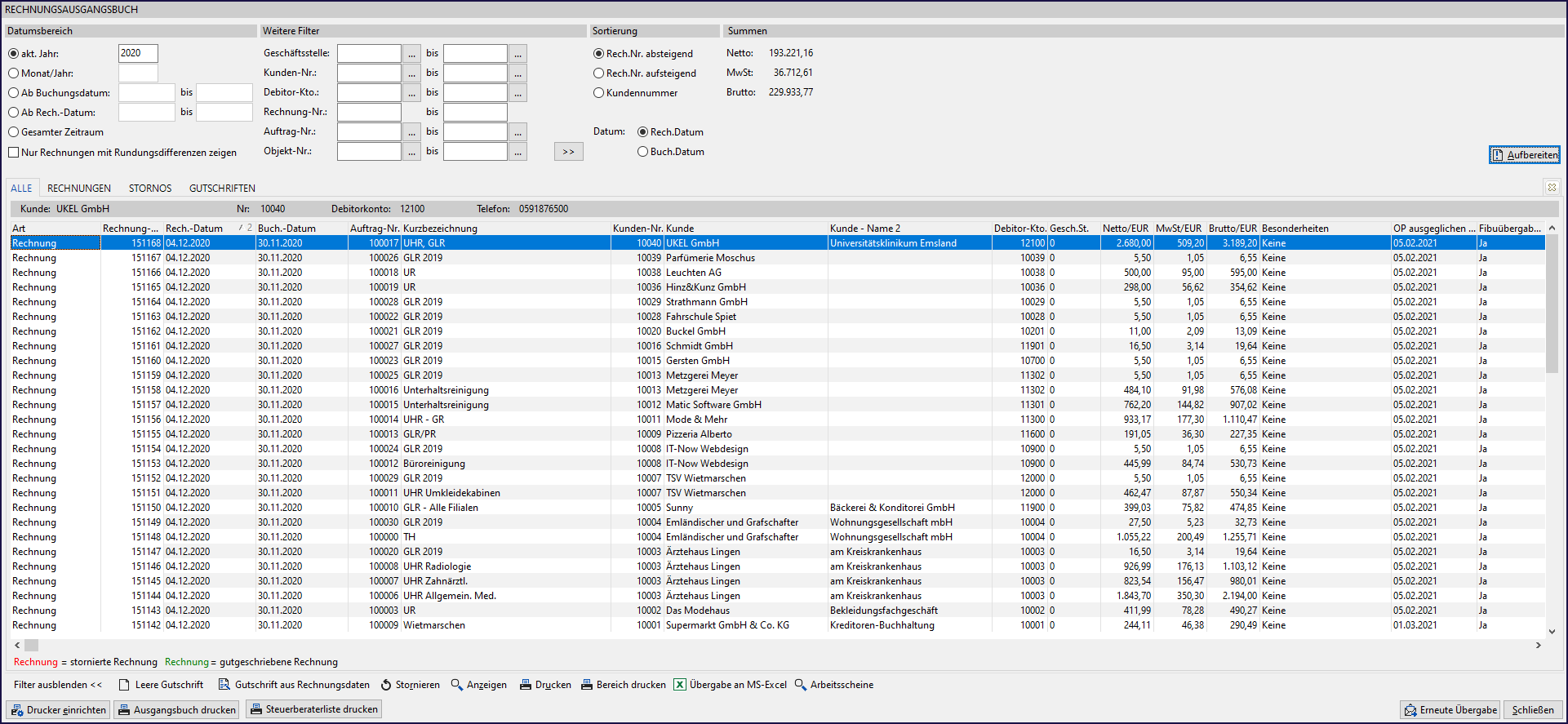 Wie/Wo ist der Unterschied zwischen “leerer“ Gutschrift und “Gutschrift aus Rechnungsdaten“