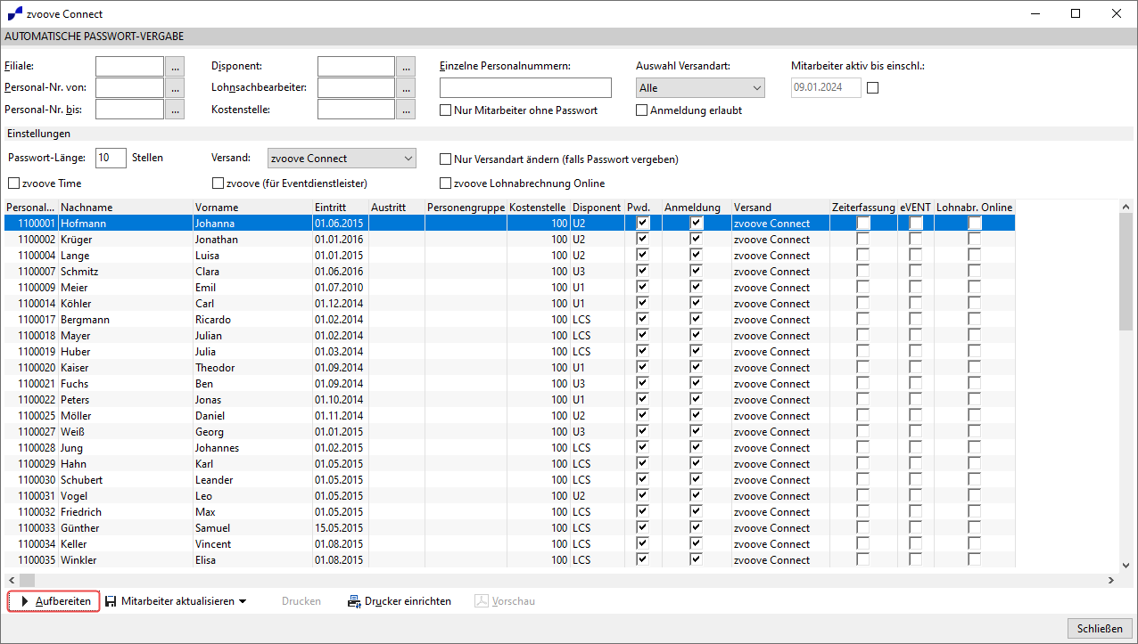 Wie erhalten die Mitarbeiter die Abrechnung Online über zvoove Connect?