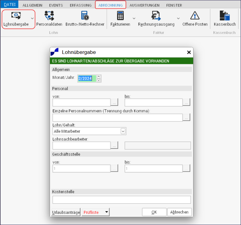 Wie erfolgt in zvoove One die Lohnübergabe?