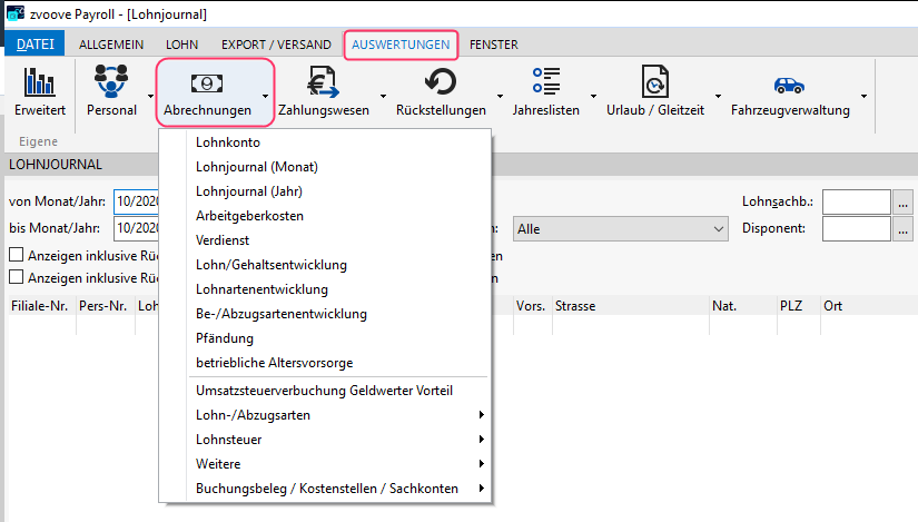 Wo finde ich das Lohnjournal?
