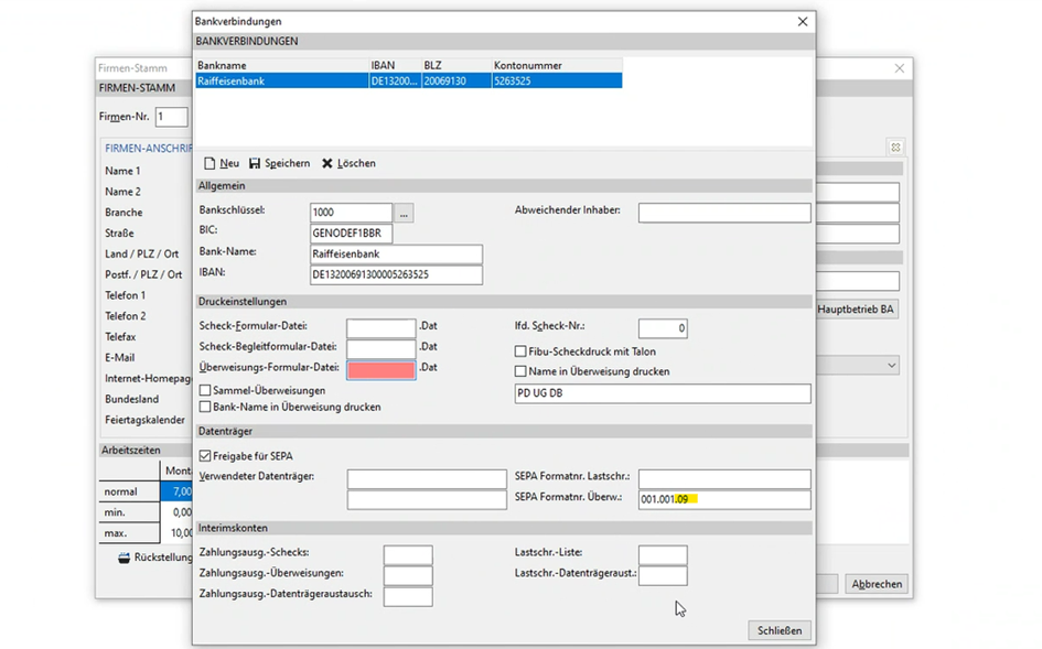 Wie stelle ich die Pain-Nr. in der SEPA-Datei um?